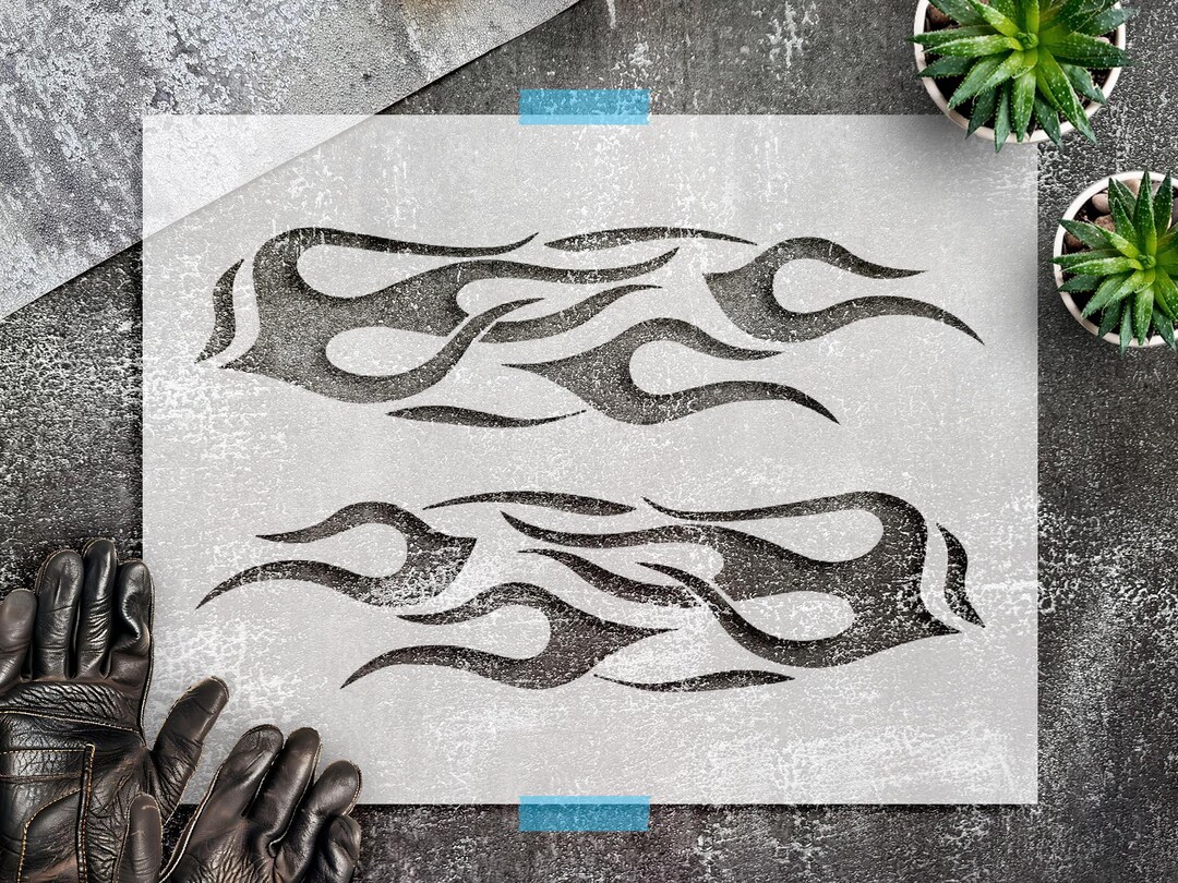 Flame Stencil 10 Designs – Burning Fire, Hot Rod Flames, Tribal Blaze ...