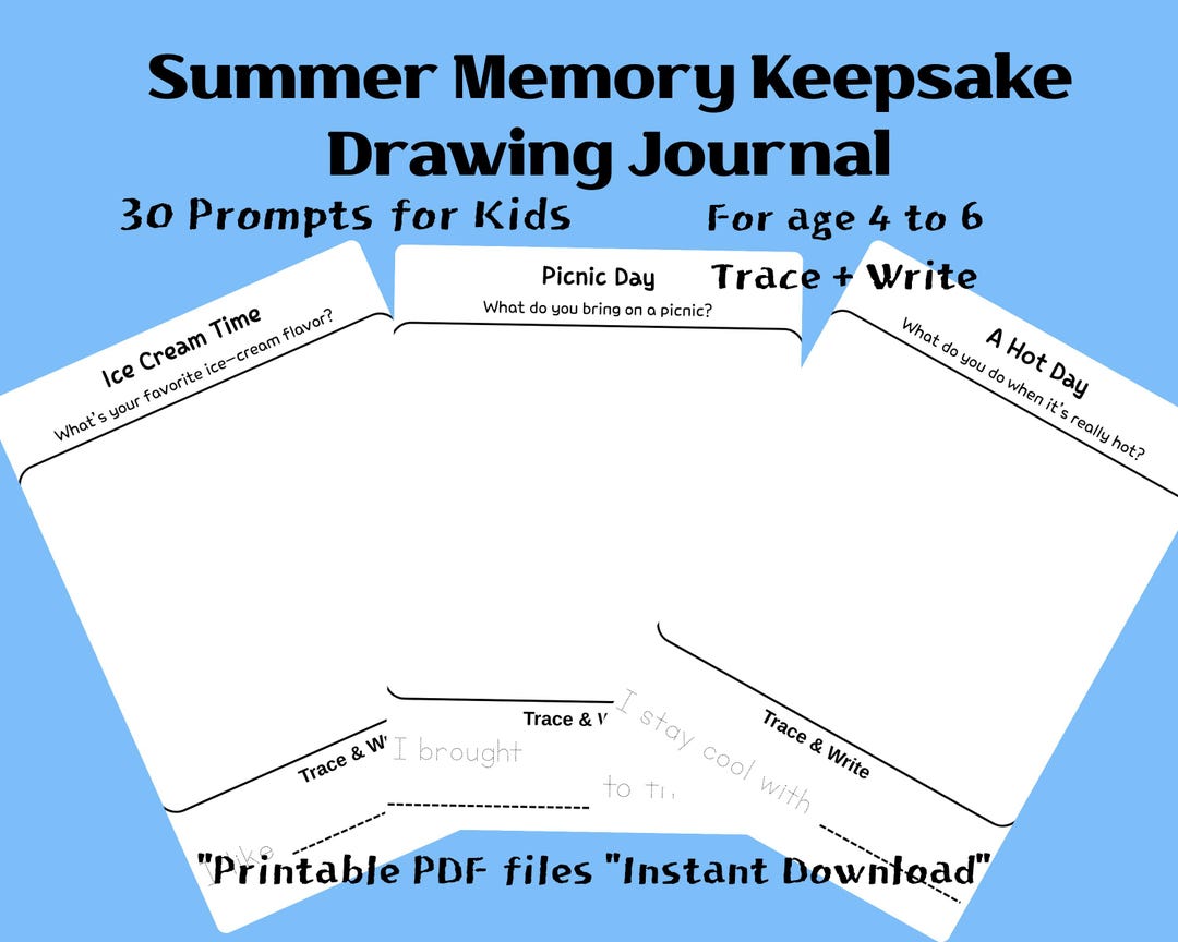 Summer Memory Journal for Kids: Drawing & Writing Prompts (PDF ...