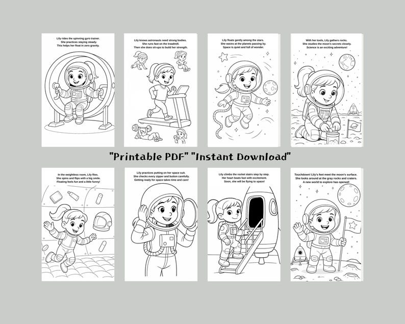Astronaut Coloring Book for Kids- Lily the Astronaut PDF | Day of ...