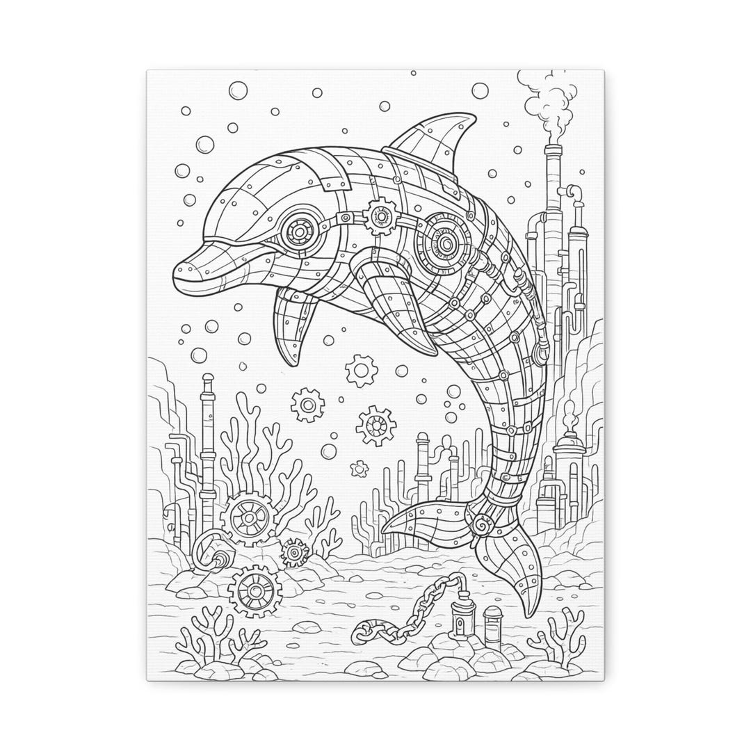 DIY Steampunk Dolphin Coloring Canvas | 12x16 Wall Art | Unique ...