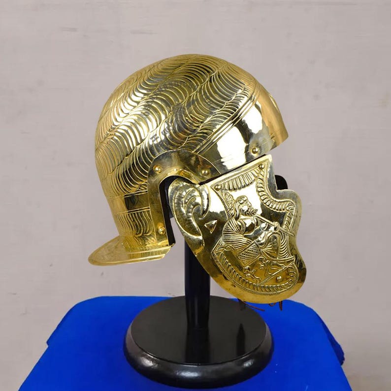 Roman Cavalry Helmet – 18 Gauge Brass Embossed, Historical Roman Armor ...