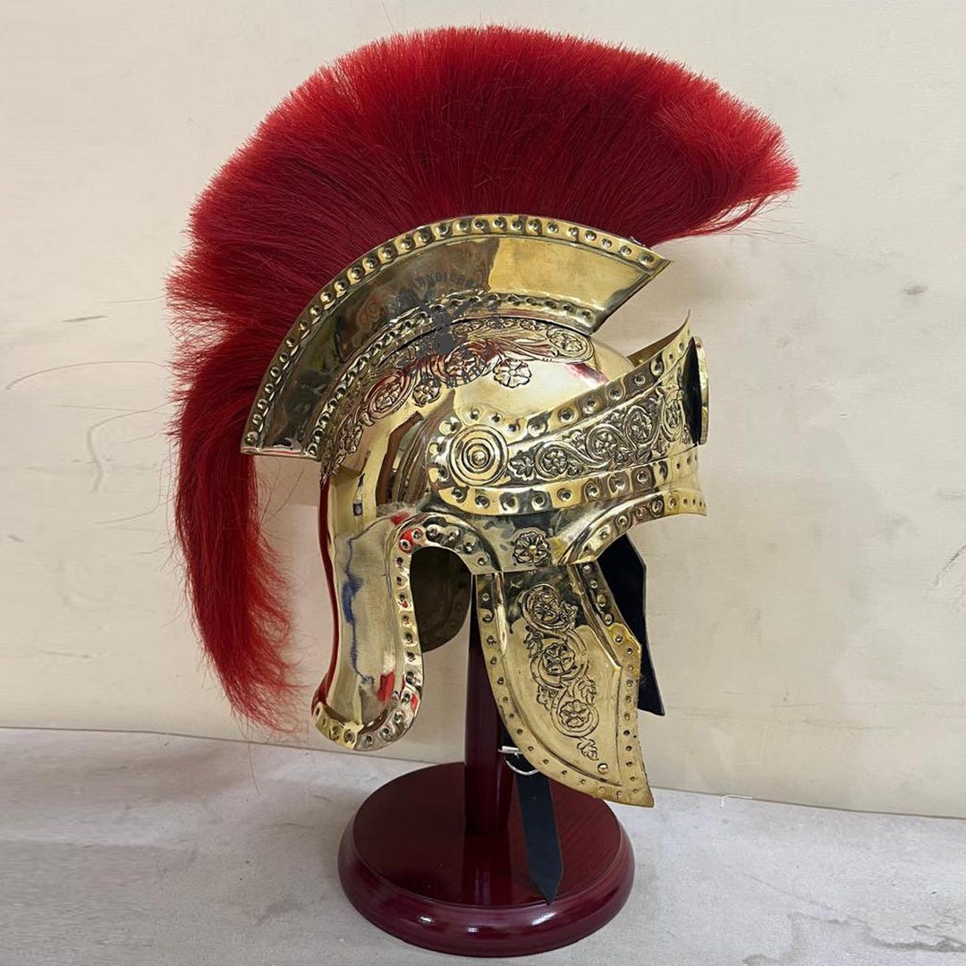 Roman Praetorian Helmet - 18 Gauge Brass Roman Armor With Red Plume ...