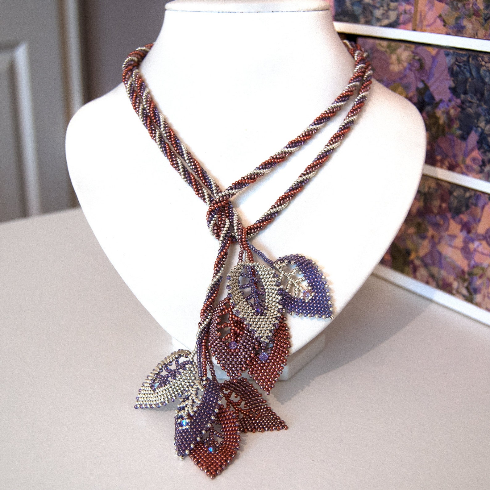 Beading Tutorial Pattern Russian Leaf Lariat Necklace | Etsy