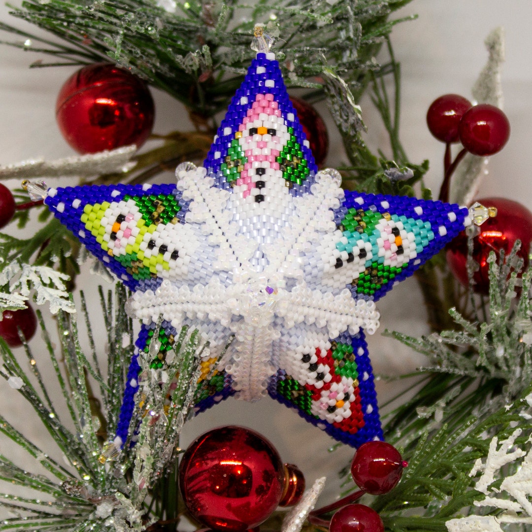 Beading Pattern - Tutorial - Ornament - the Snowman Star - Star ...