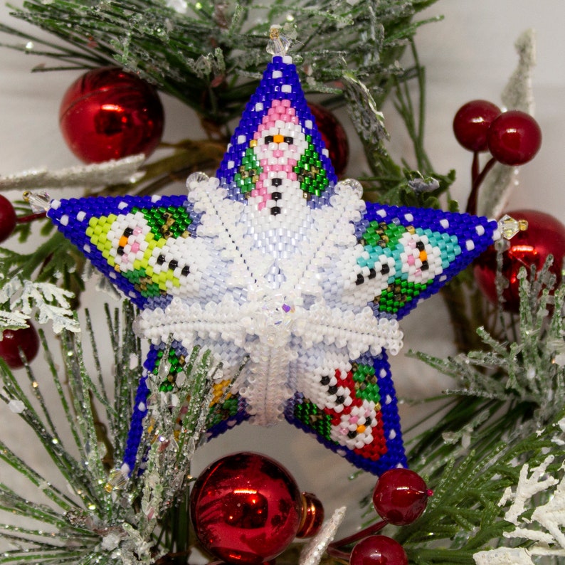 Beading Pattern - Tutorial - Ornament - the Snowman Star - Star ...