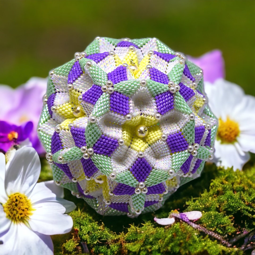 Beading Pattern - Tutorial - Ornament - Spring Dodecahedron - Peyote ...