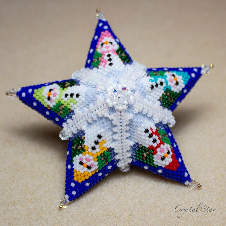 Beading Pattern - Tutorial - Ornament - the Snowman Star - Star ...