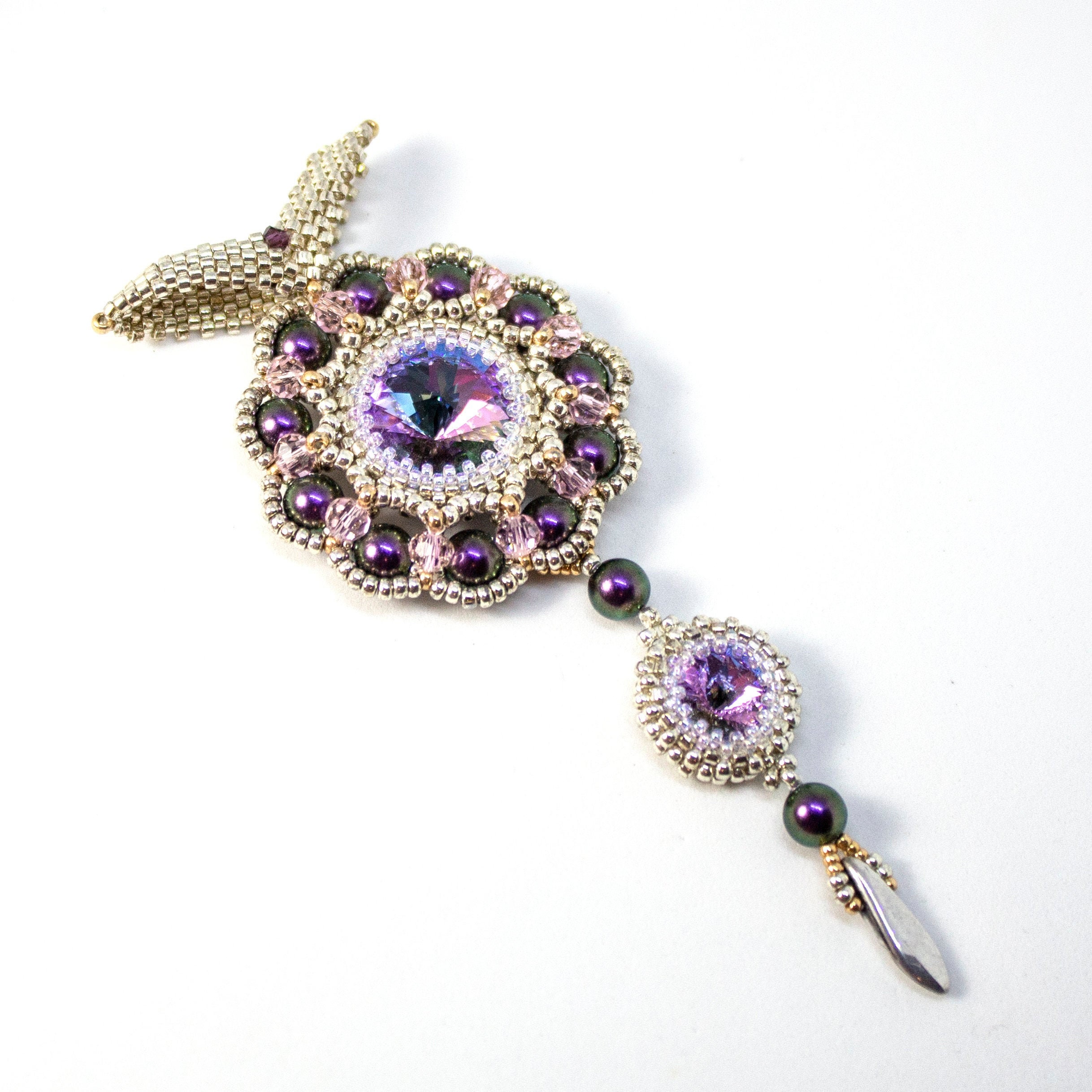 Beading Pattern - Tutorial - Rivoli Bezel - Pendant - Cosmic Pendant ...