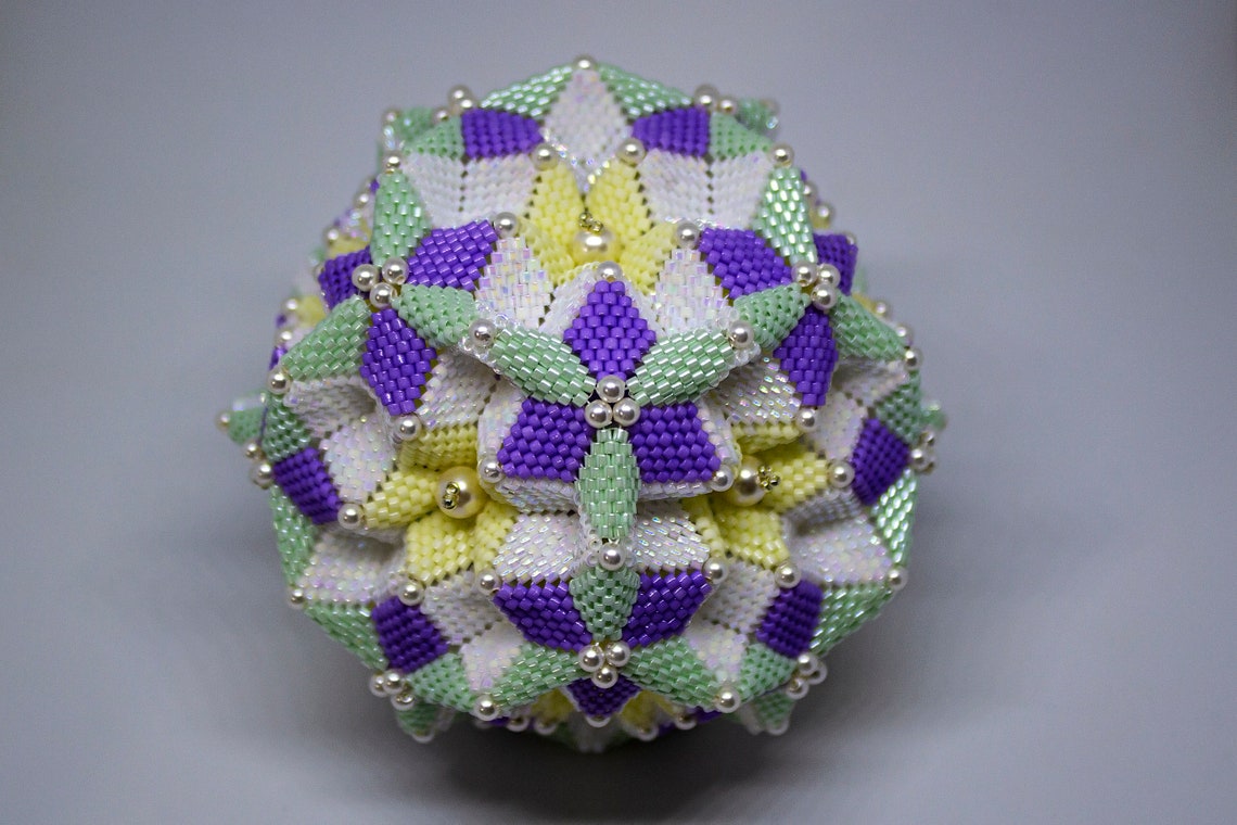 Beading Pattern - Tutorial - Ornament - Spring Dodecahedron - Peyote ...