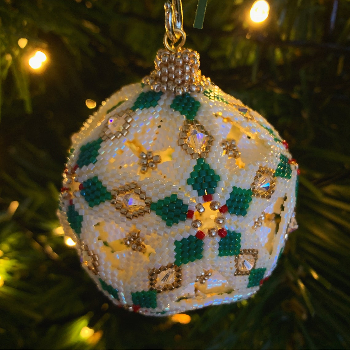 Beading Pattern - Diamond Snow Globe Bauble – Peyote Stitch (PDF ...