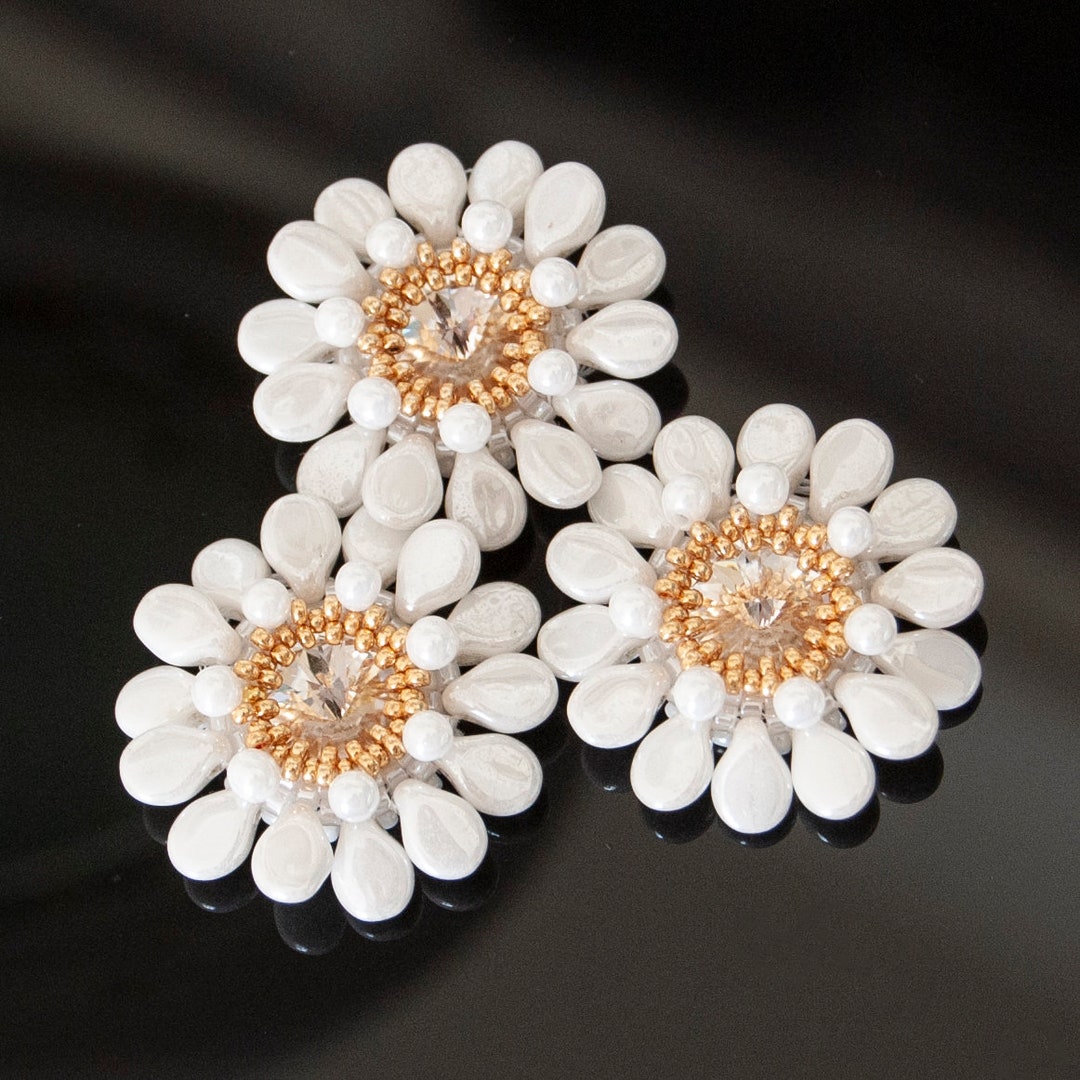 PDF Beading Tutorial Pattern - Pippa Flower - 10.5mm Swarovski Rivoli ...