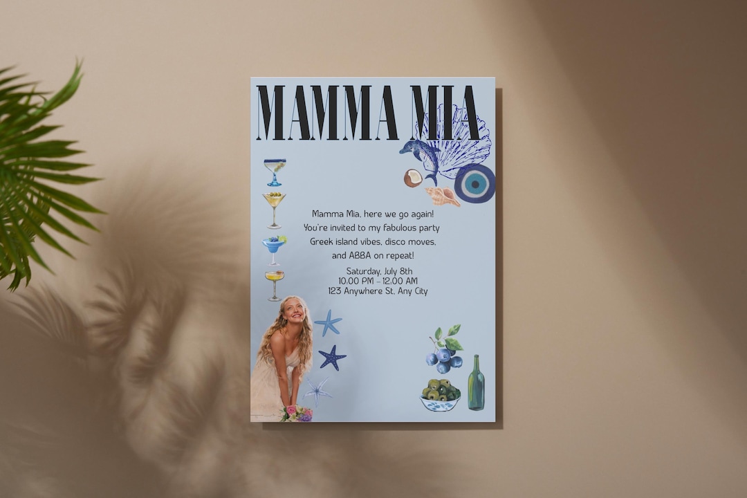 Mamma Mia Party Invitation Template | Editable Canva Invite | ABBA ...