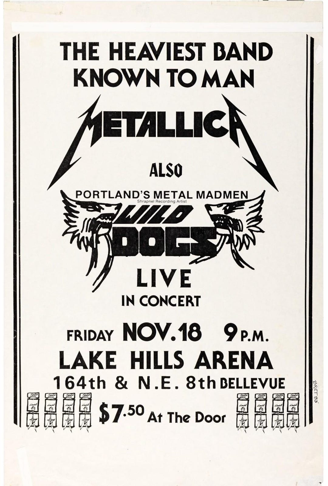 Metallica, Wild Dogs 1983 Bellevue, WA Concert Poster DIN A1 - Etsy