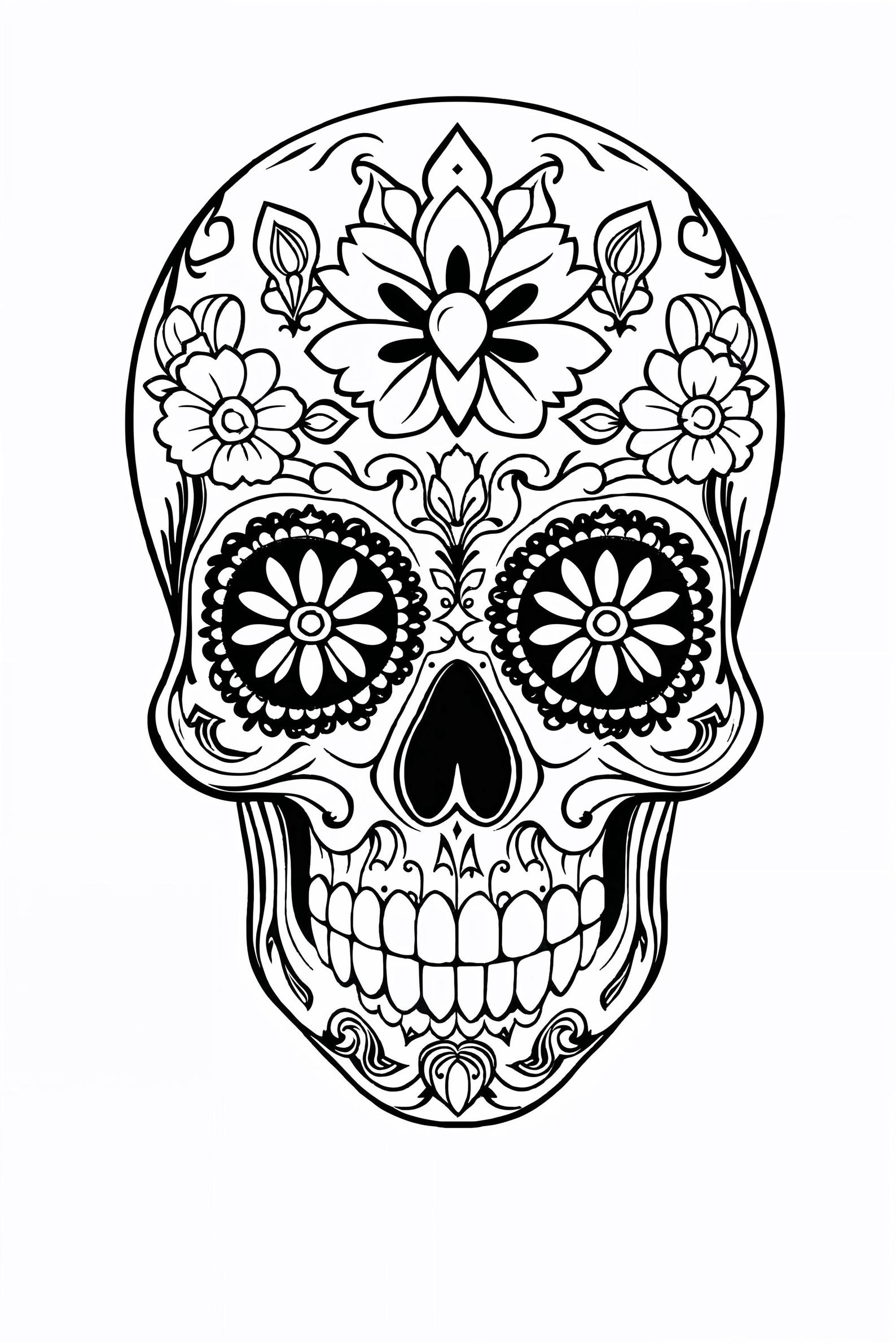 Sugar Skull Coloring Pages – 10 Printable Día De Los Muertos Skull ...