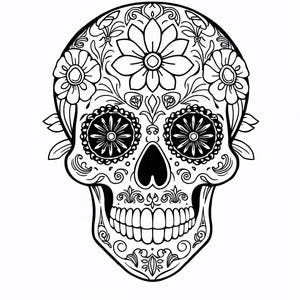 Sugar Skull Coloring Pages – 10 Printable Día De Los Muertos Skull ...