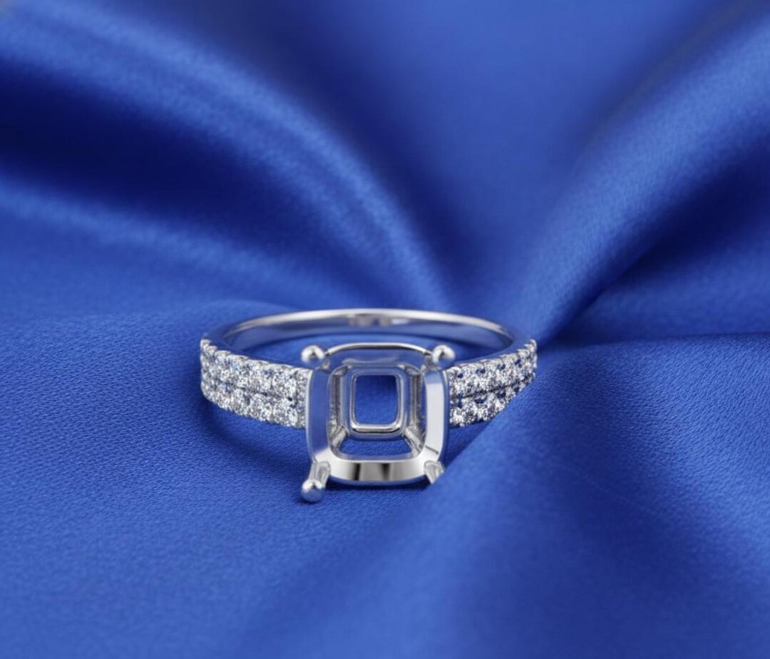 925 Sterling Silver Ring, Cushion Shape Blank Bezel Ring Setting ...