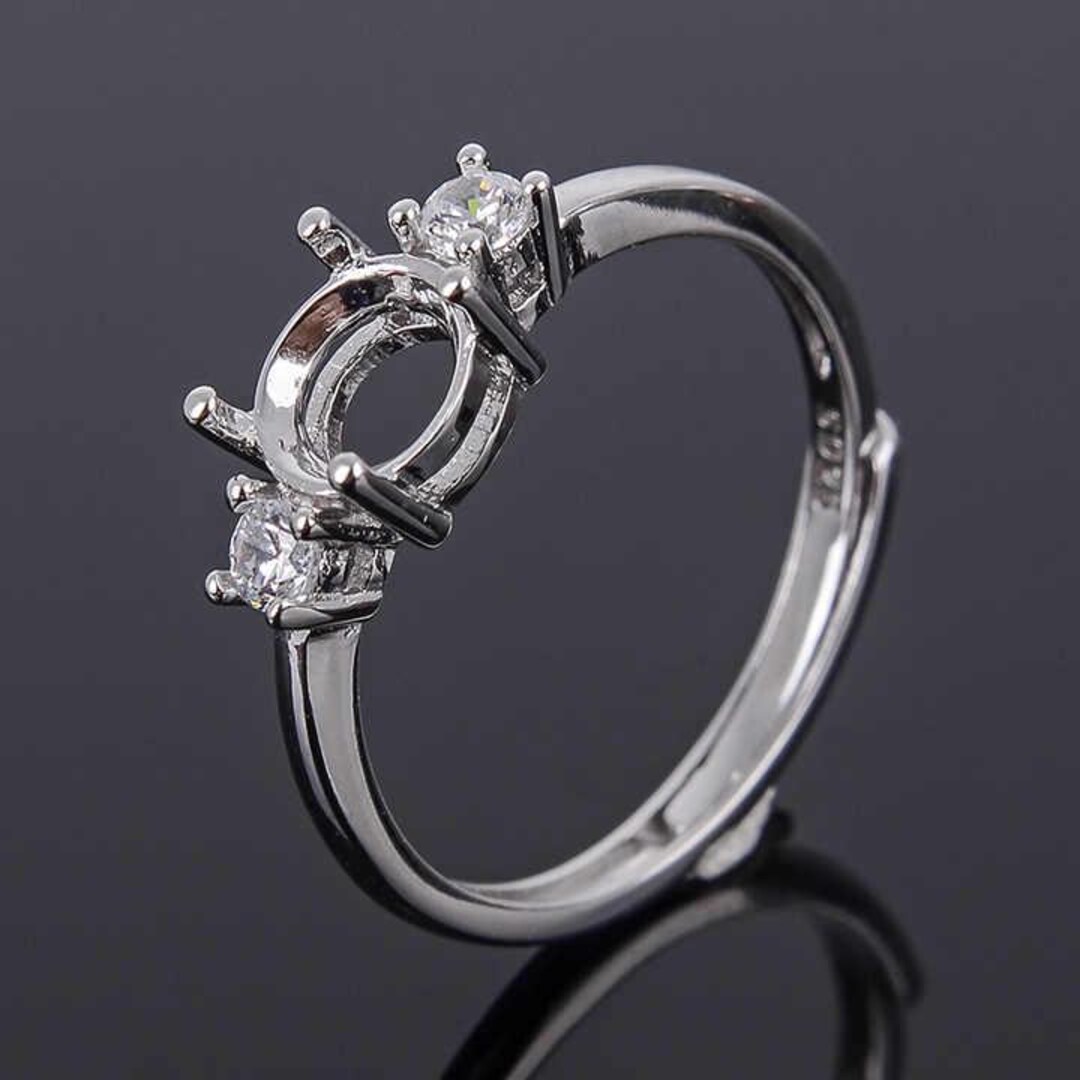 8MM Round Prong Ring Blank Settings Four Prongs Bezel Solid 925 ...