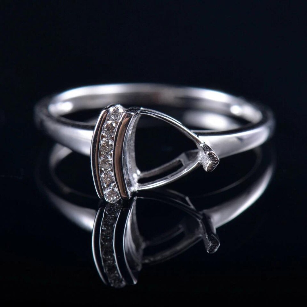 Trillion CZ & Sterling Silver Semi Mount Ring - 8x8mm Bezel - Etsy