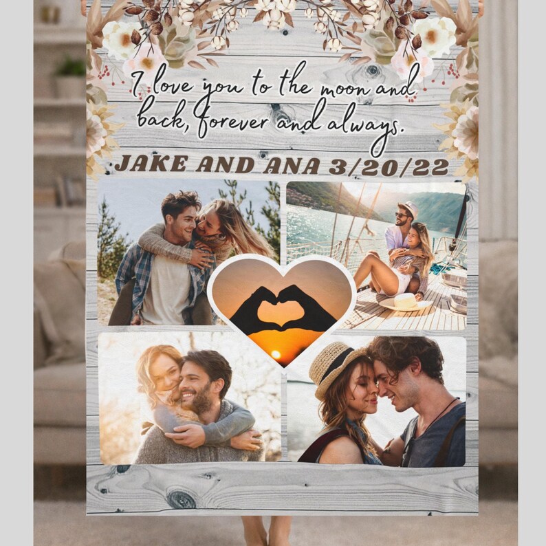 Personalized Photo Blanket Custom Couple Collage Throw Anniversary ...