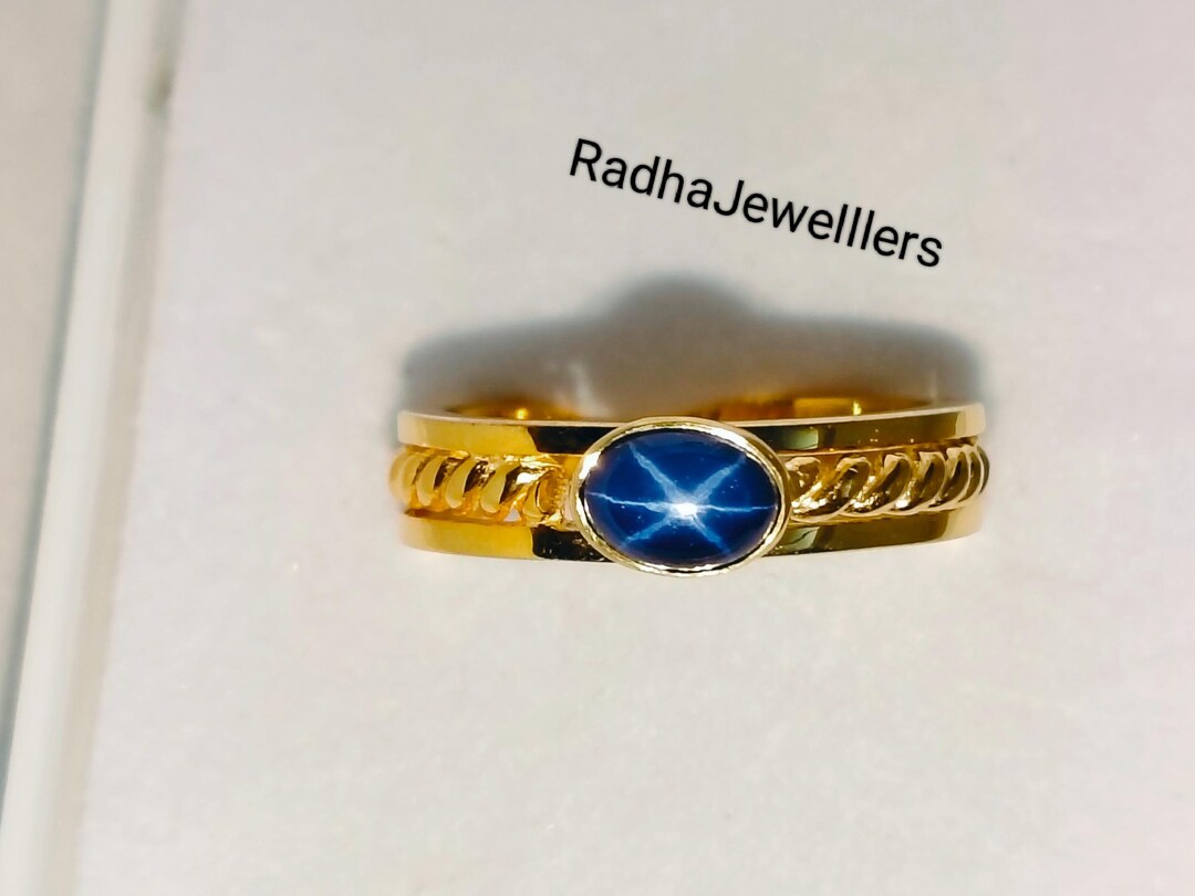 Blue Lindy Star Sapphire Bump Ring, 925 Sterling Silver, Cute Spoon ...