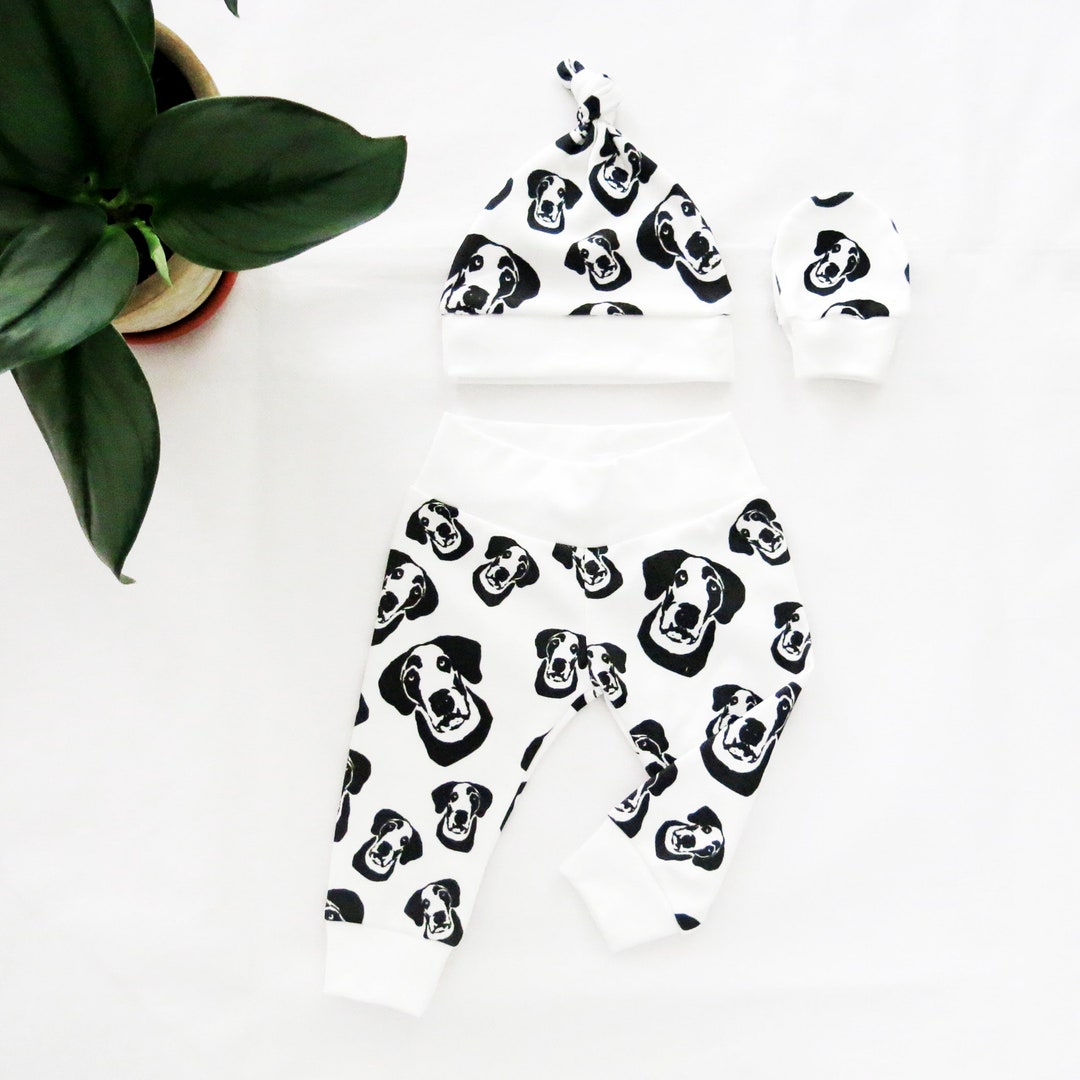 Great Dane Print Baby Hat Mittens Leggings Set Organic Cotton - Etsy