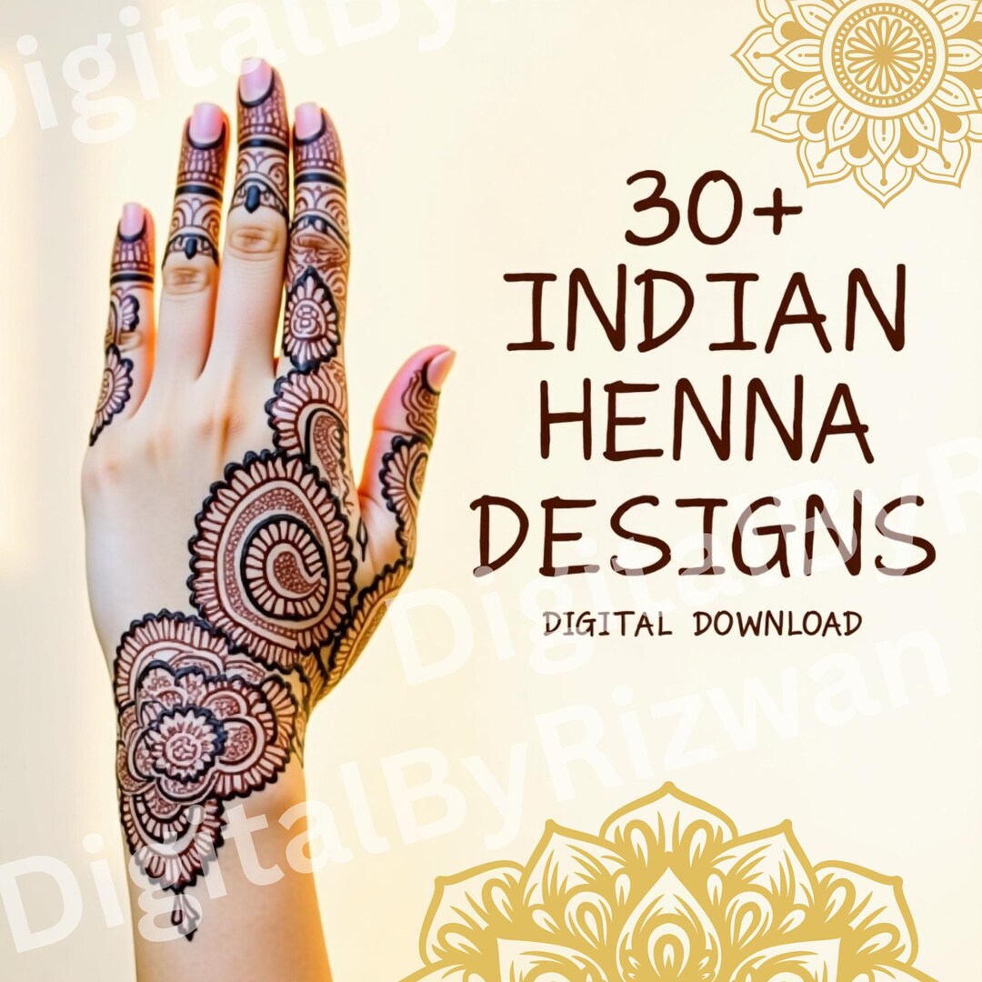 Indian Henna Design SVG Bundle: Mehndi Stencils for Bridal Art (digital ...