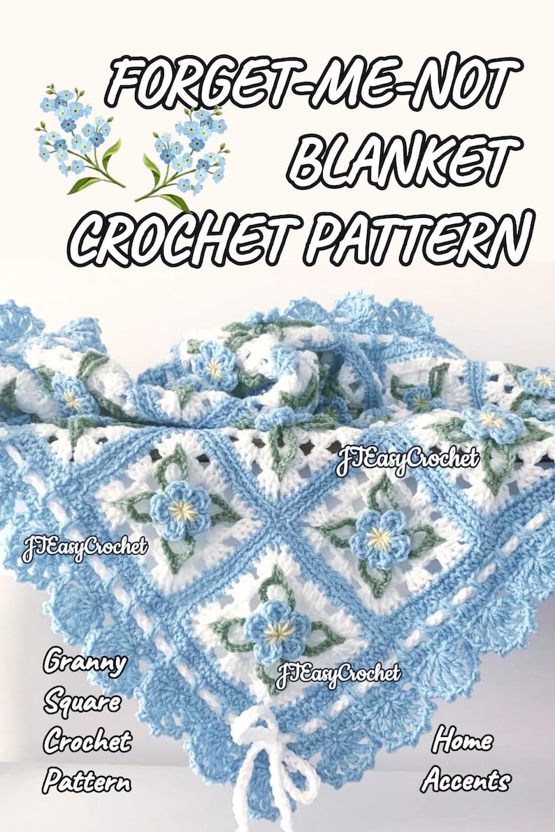 Forget Me Not Baby Blanket Pattern, Crochet Flower Blanket, Pdf Pattern ...