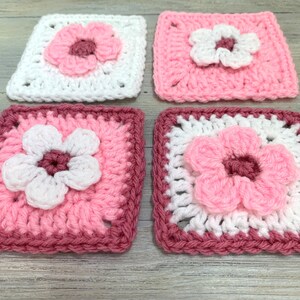 Cherry Flower Basic Granny Square, Beginner Crochet Pattern, Sakura ...