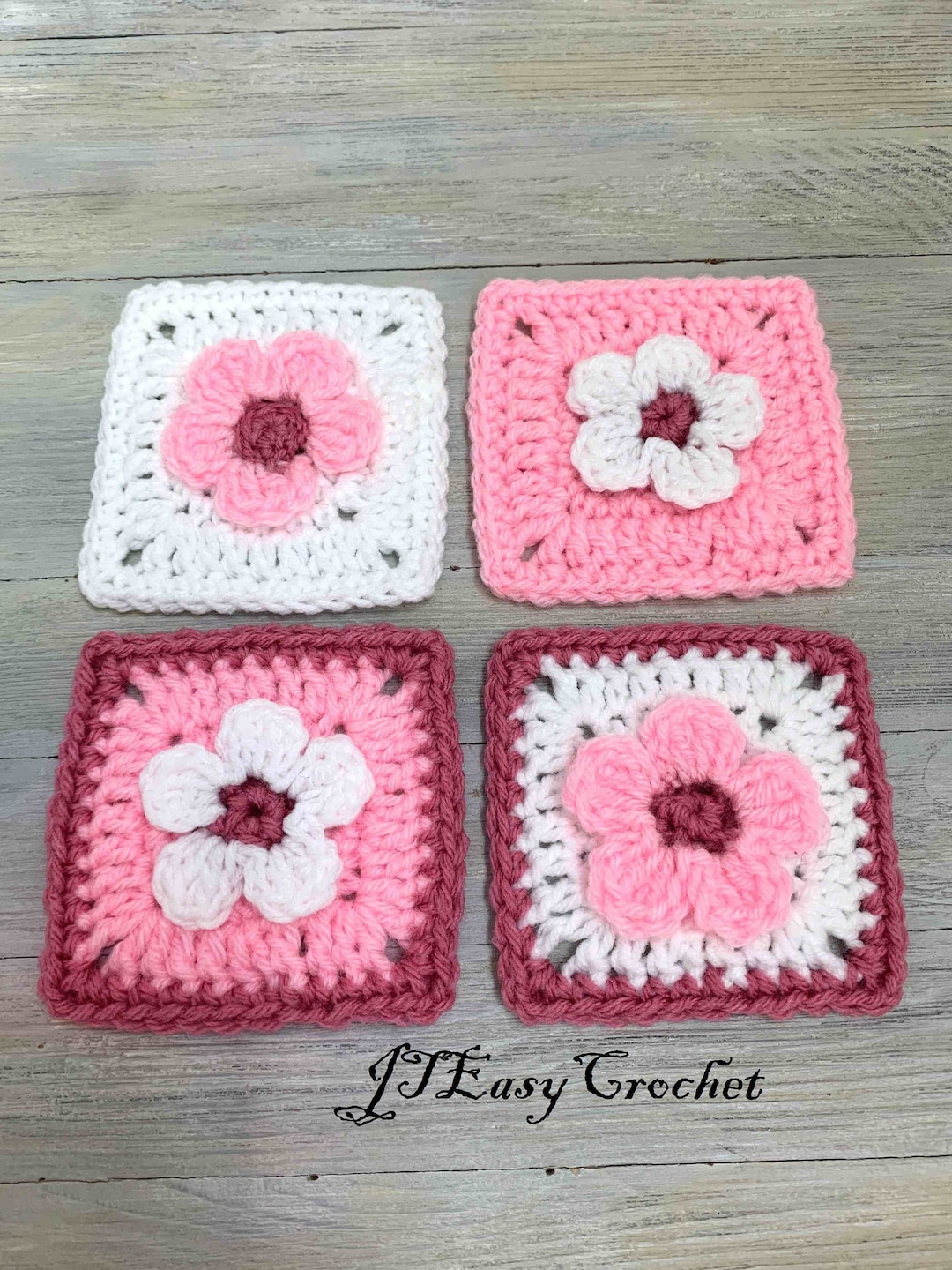 Cherry Flower Basic Granny Square, Beginner Crochet Pattern, Sakura ...