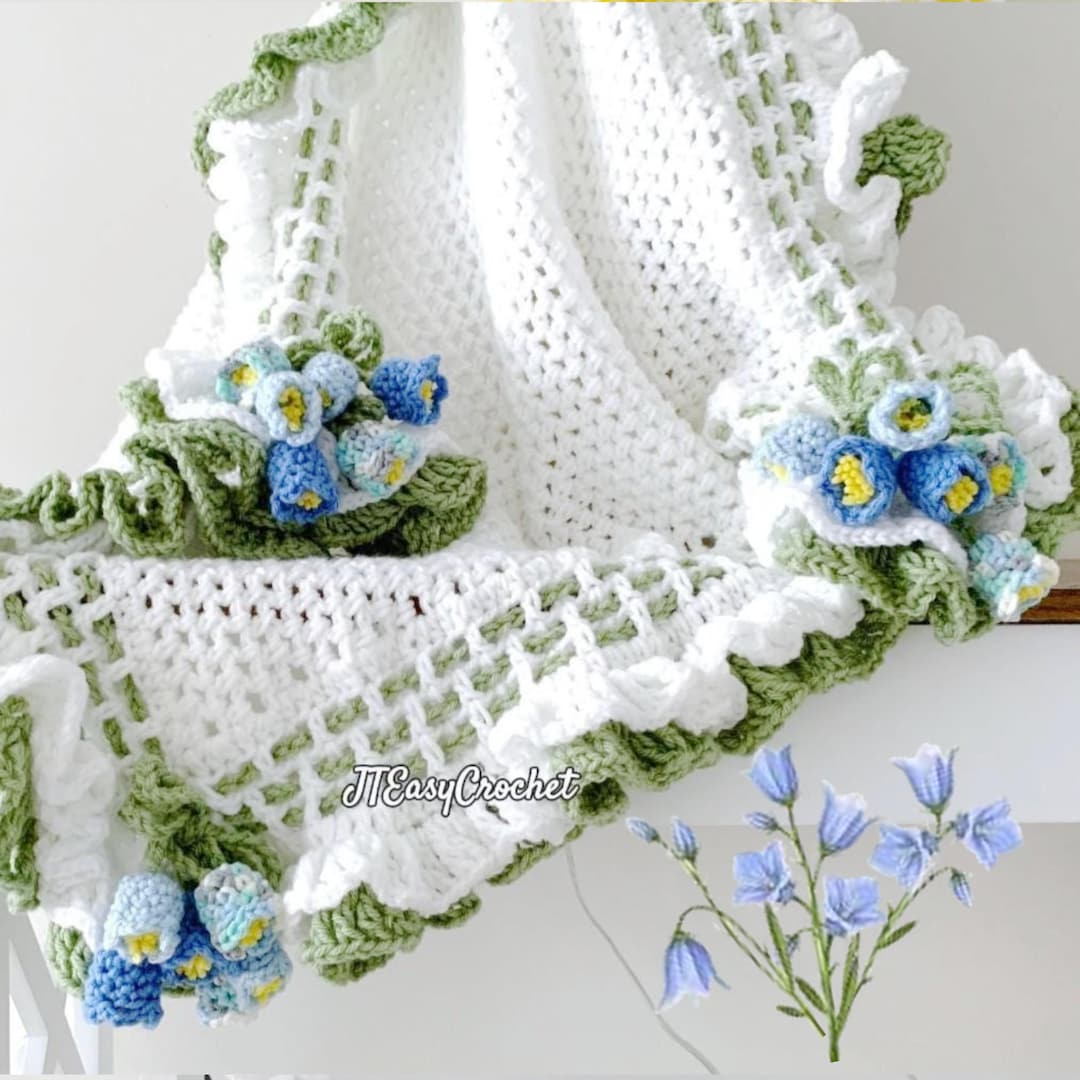 Mindless Retro Baby Girl Blanket Crochet Pattern, Floral Boho Throw ...