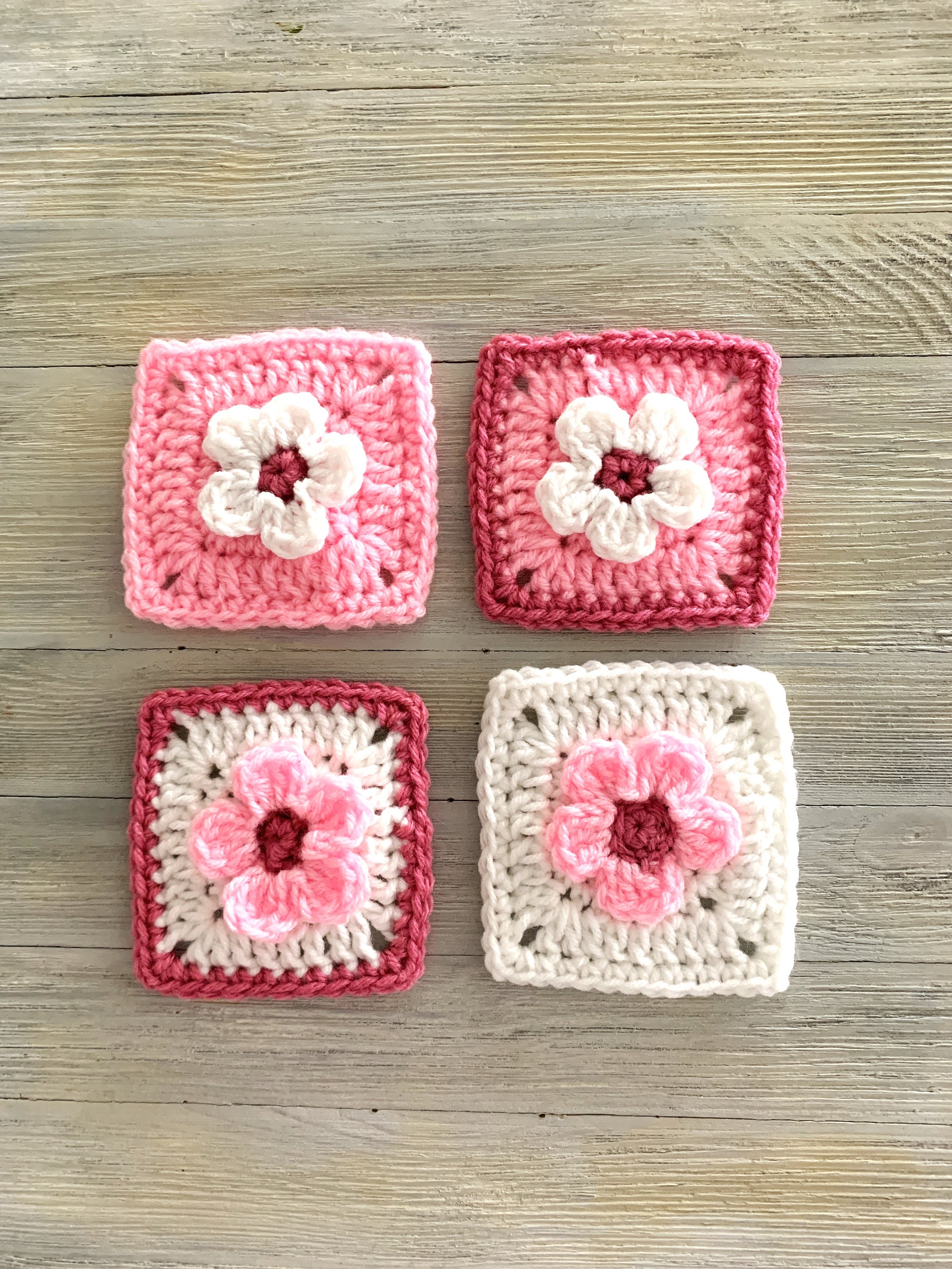 Cherry Flower Basic Granny Square, Beginner Crochet Pattern, Sakura ...