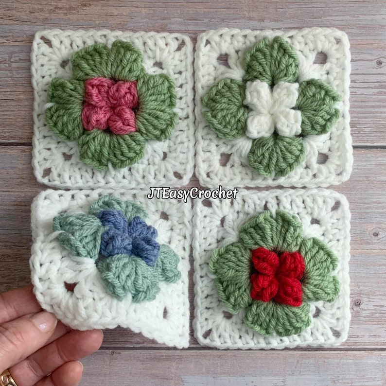 Easy Granny Square Crochet Pattern, Crochet Berry Blanket, 3D Summer ...