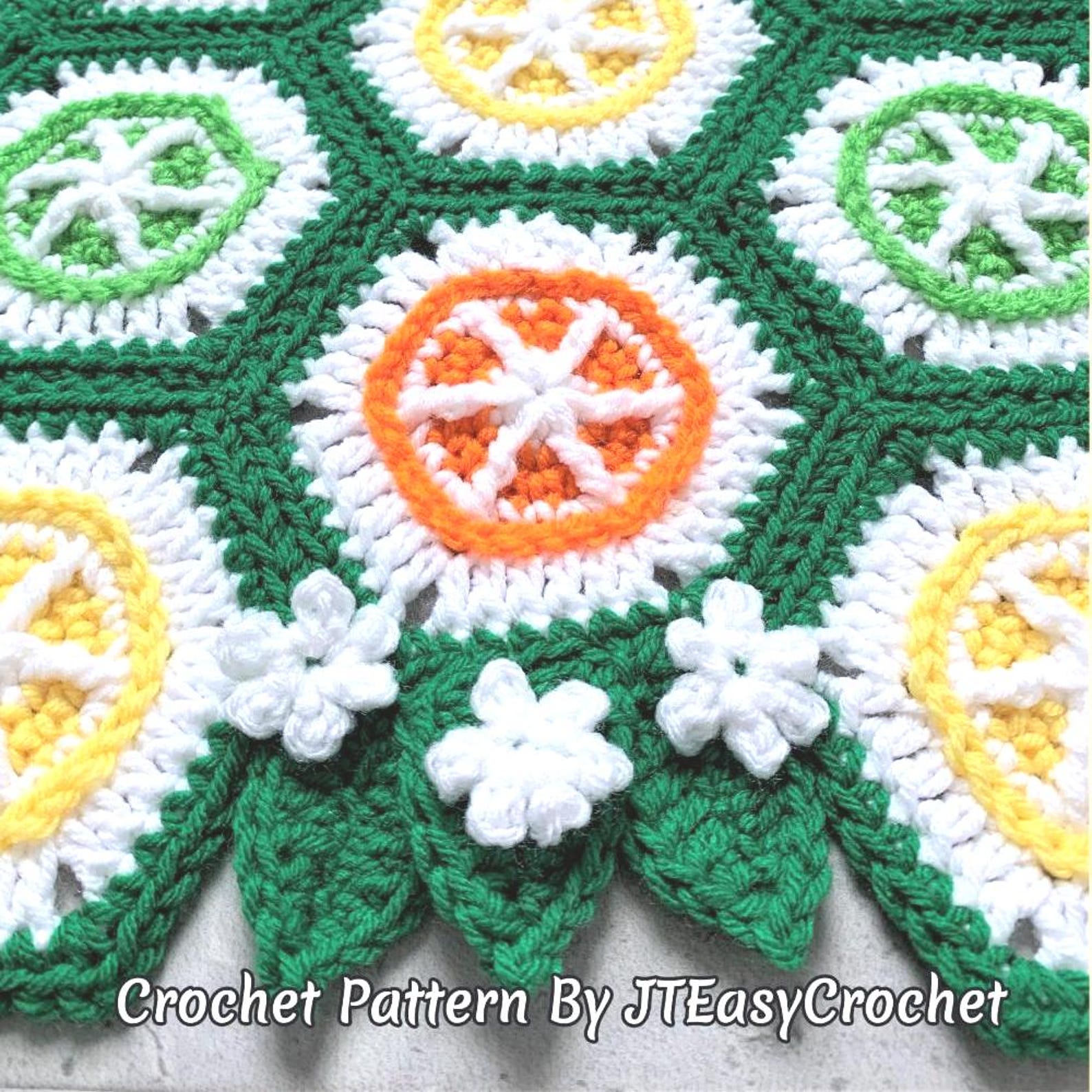 Easy Crochet Pattern, Citrus Slices Granny Hexagon Blanket Throw ...