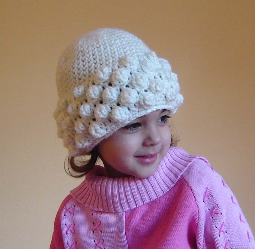 PDF Instant Download Crochet Pattern No 091 White Popcorn Hat All Sizes ...