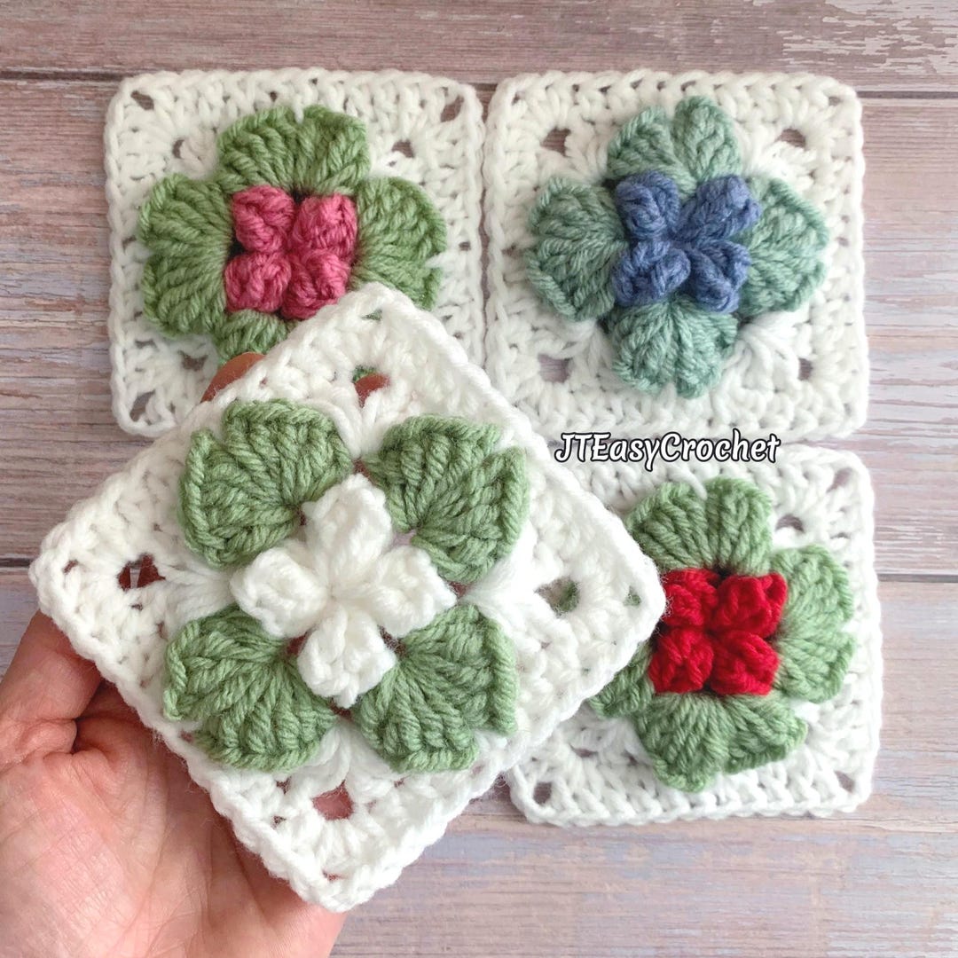 Easy Granny Square Crochet Pattern, Crochet Berry Blanket, 3D Summer ...