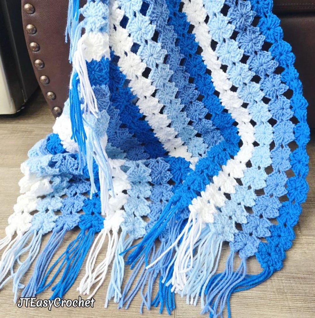 Crochet Pattern & Video, Periwinkle Crochet Blanket, Boho Crochet Home ...