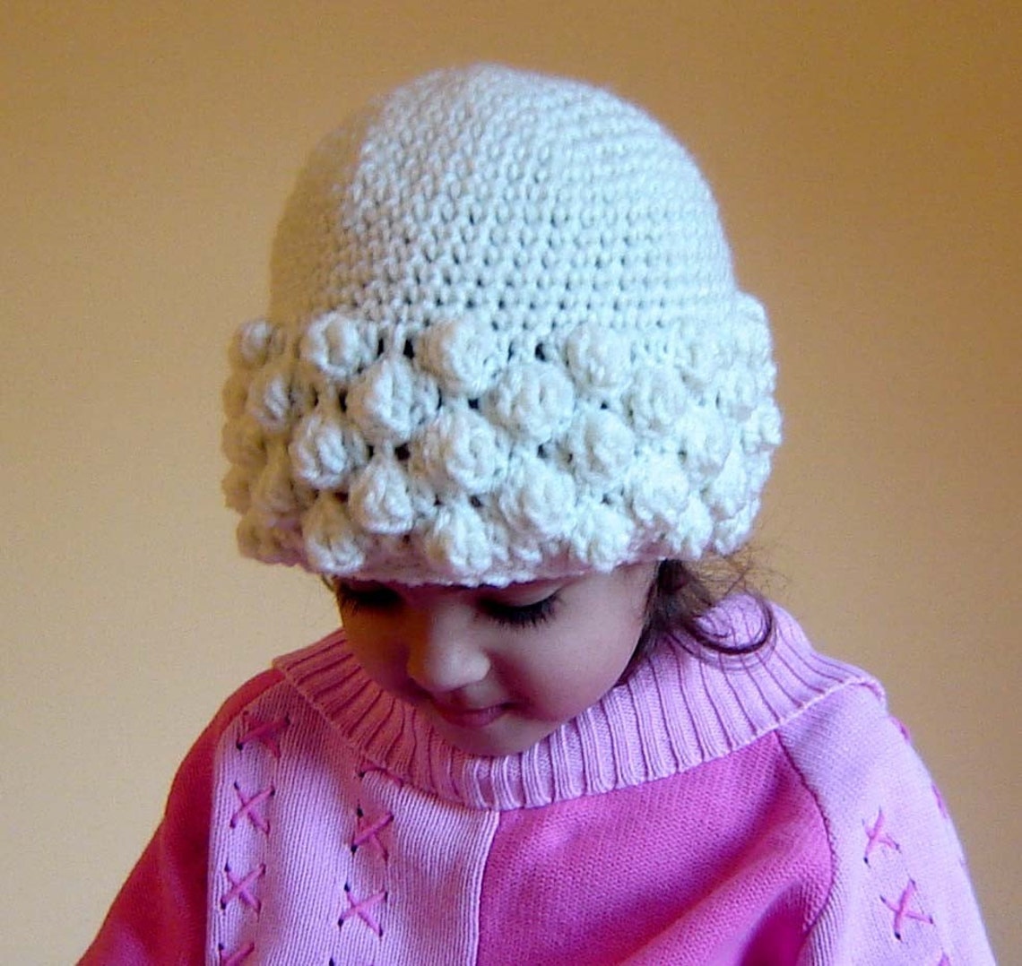 PDF Instant Download Crochet Pattern No 091 White Popcorn Hat | Etsy