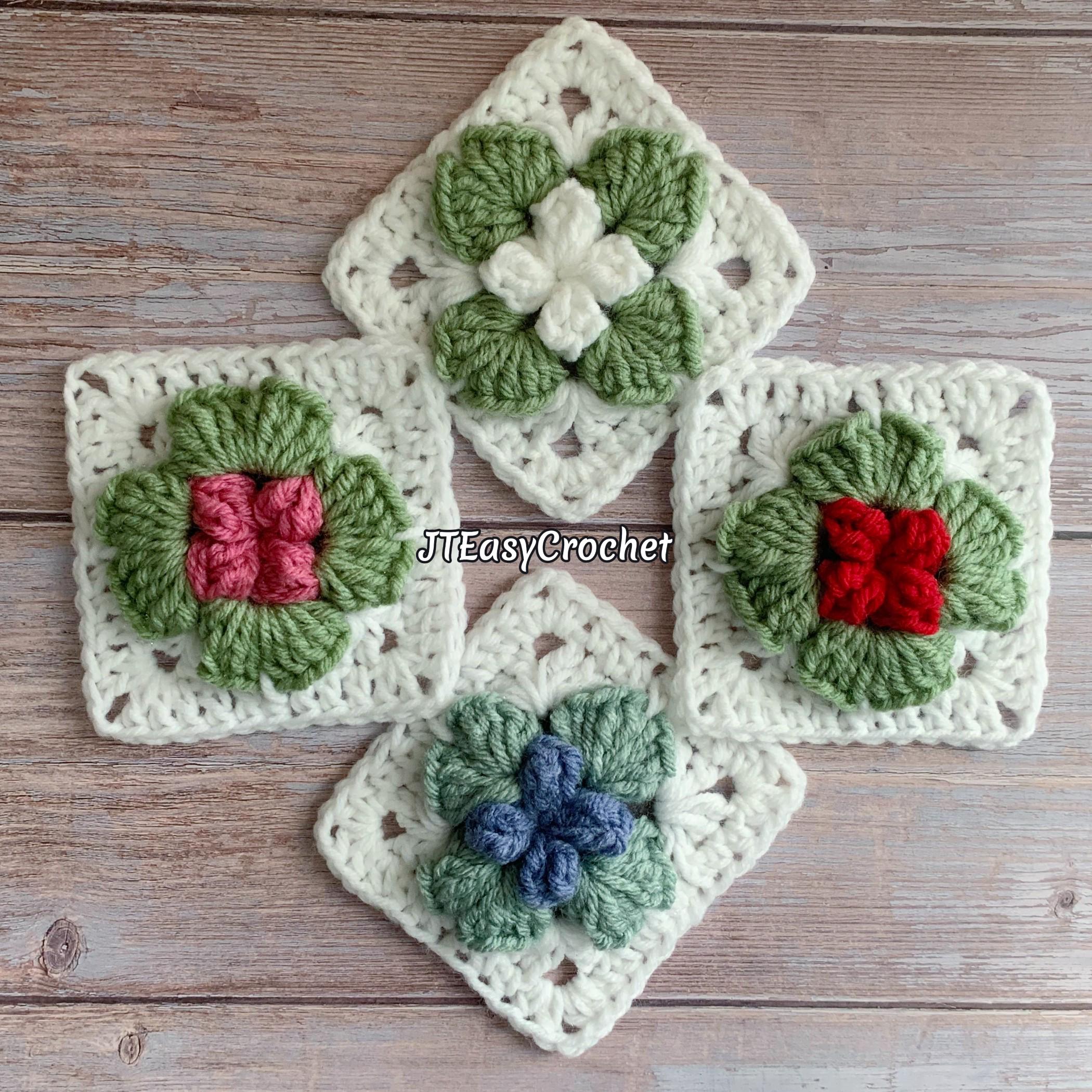 Easy Granny Square Crochet Pattern, Crochet Berry Blanket, 3D Summer ...