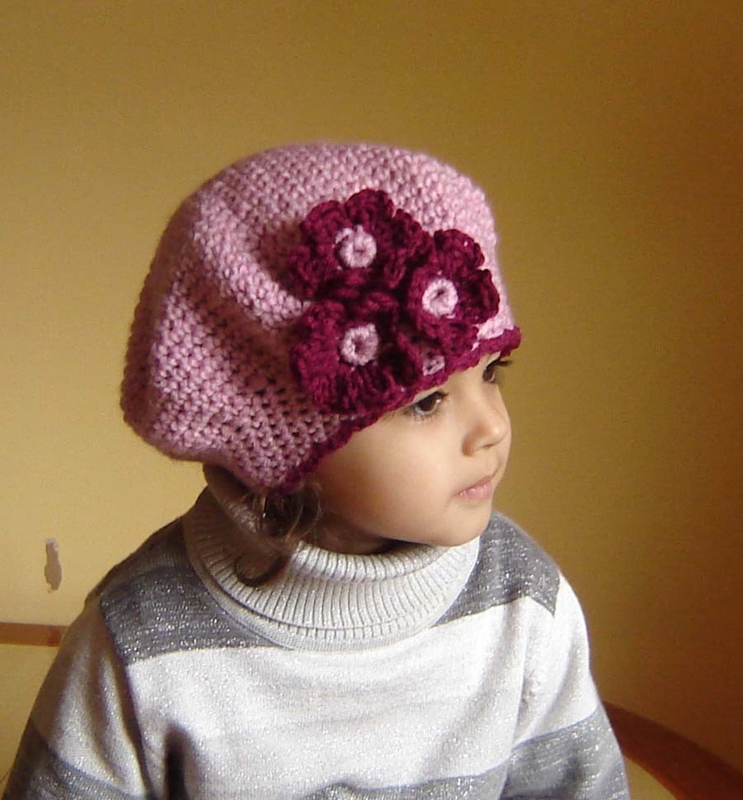 Crochet Beret Pattern, Children PDF, Baby Beret With Flower, Crochet ...
