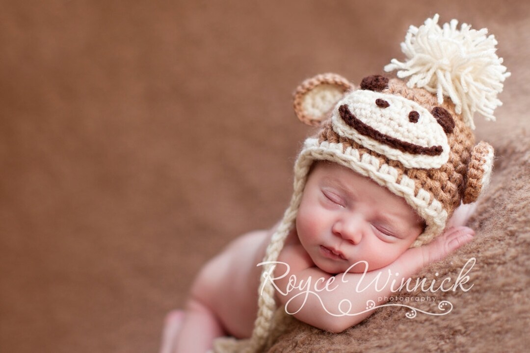 Monkey Hat Crochet Pattern, Crochet Photo Prop Patterns, Newborn Monkey ...
