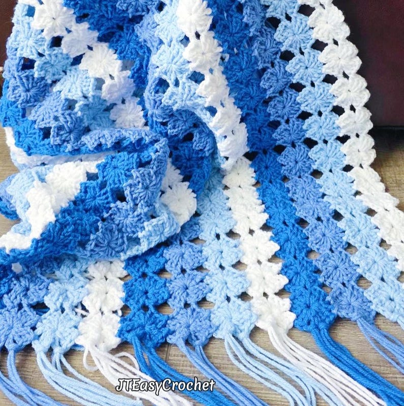 Crochet Pattern & Video, Periwinkle Crochet Blanket, Boho Crochet Home ...