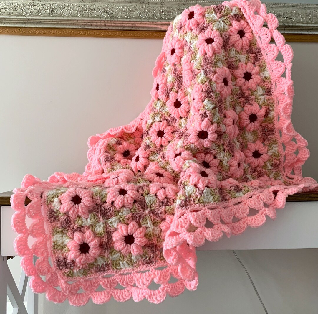 Big Flowers Cherry Blossom Baby Blanket, Crochet Baby Blanket Pattern ...