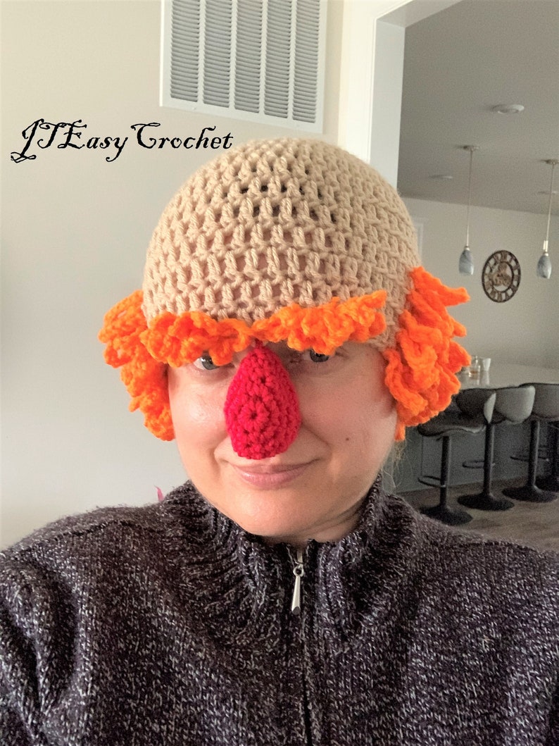 Clown Wig Hat Crochet Pattern Bald Clown Hat With Nose - Etsy