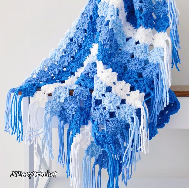 Crochet Pattern & Video, Periwinkle Crochet Blanket, Boho Crochet Home ...