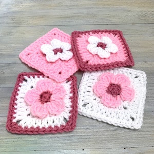Cherry Flower Basic Granny Square, Beginner Crochet Pattern, Sakura ...