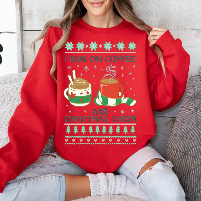 Ugly Christmas Coffee Sweater | Pixel Art Holiday Pullover | Funny ...