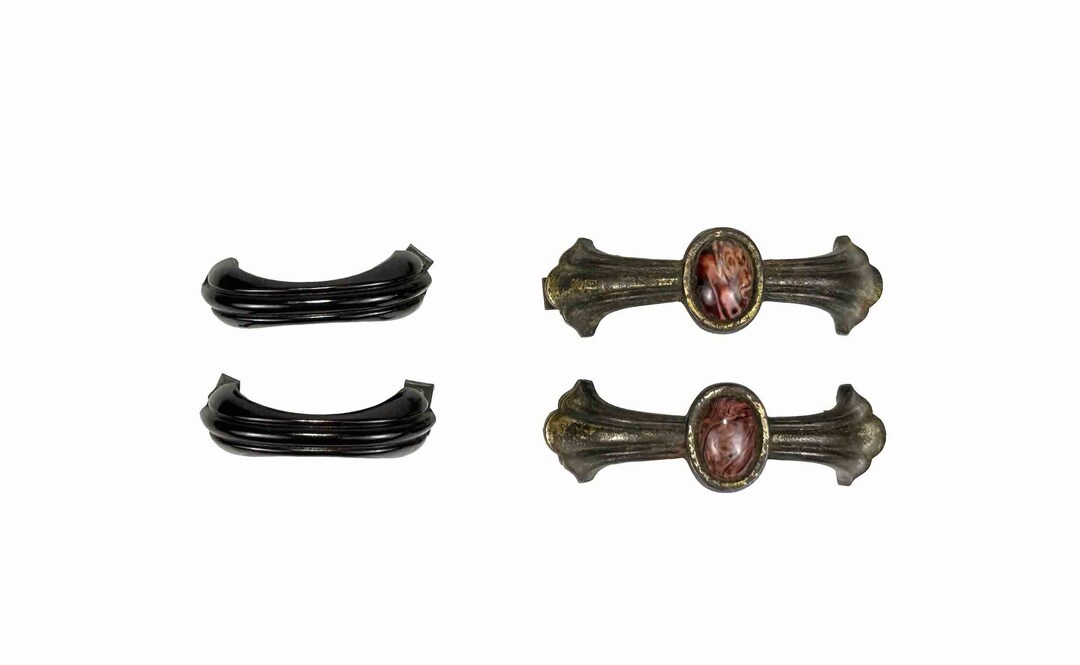 VINTAGE CABINET PULLS Bakelite Handles Imitation Agate 1920s Drawer ...