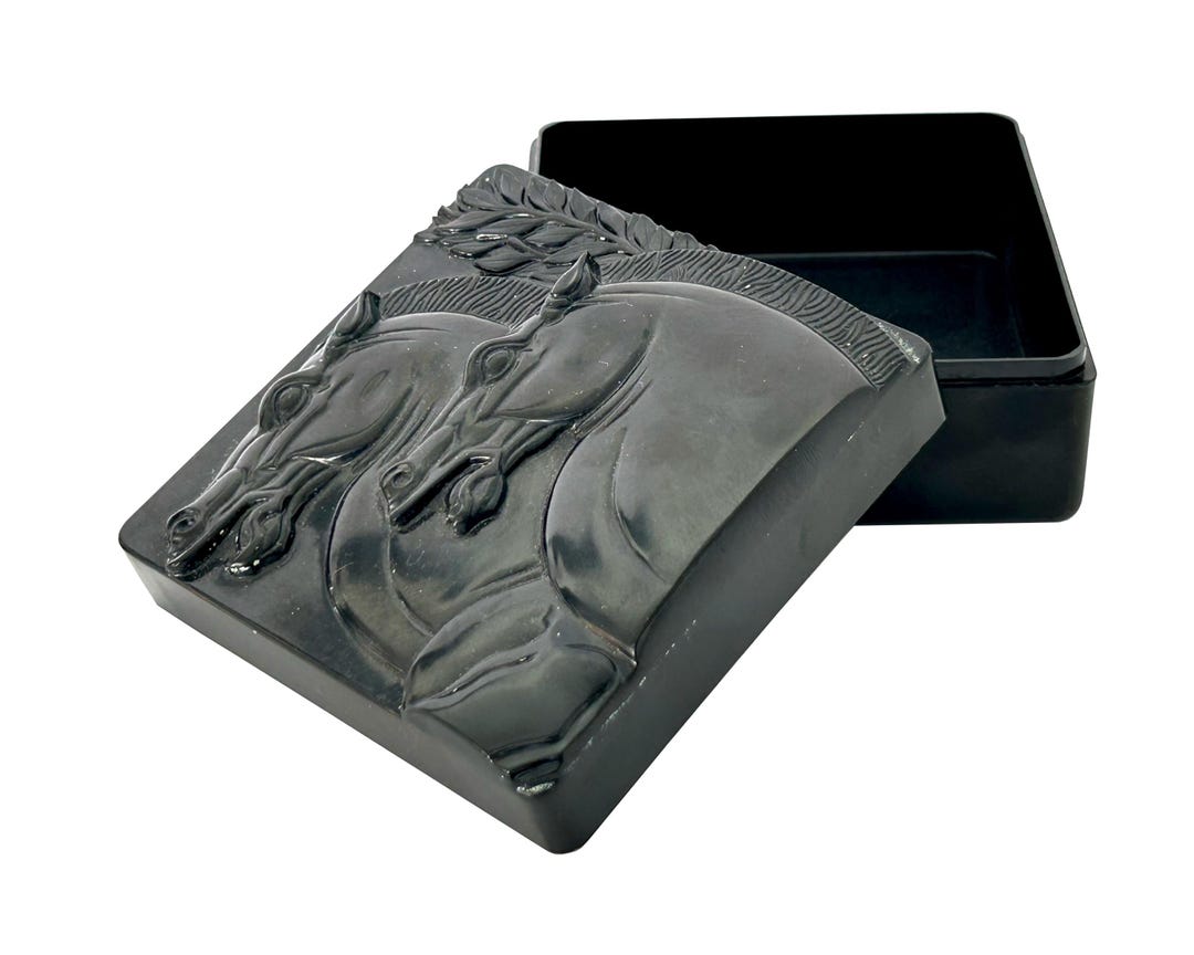 Bakelite Box Hickok Box Trinket Box Horse Heads Decorative Box Home ...