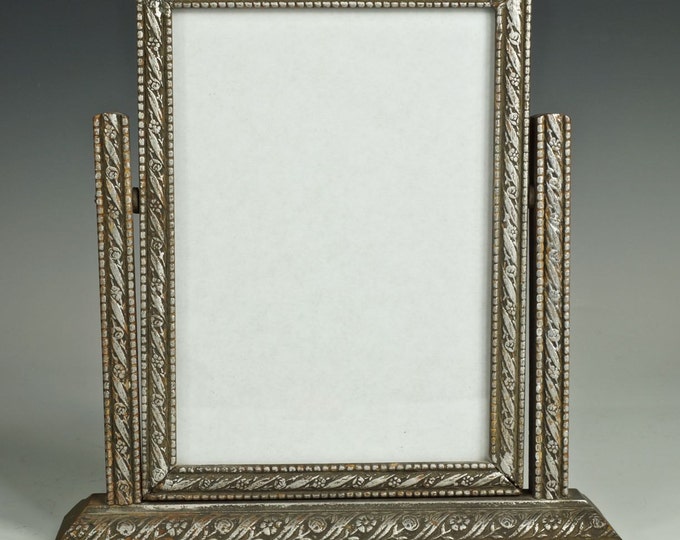 Vintage Deco Silver Painted Wood Table Top Tilt Picture Frame, Circa ...