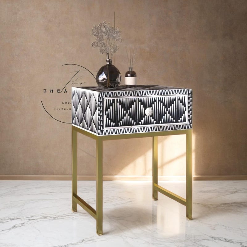 Bone Inlay End Table - Etsy
